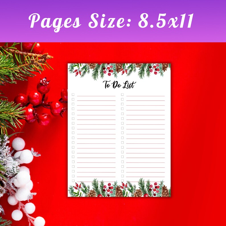 Christmas to Do List Planner Printable Notes Shopping List Task ...