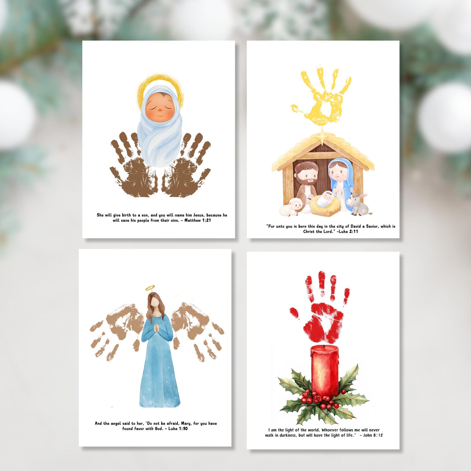 Christmas Handprint Bundle Set 4 Nativity Baby Craft Printable ...