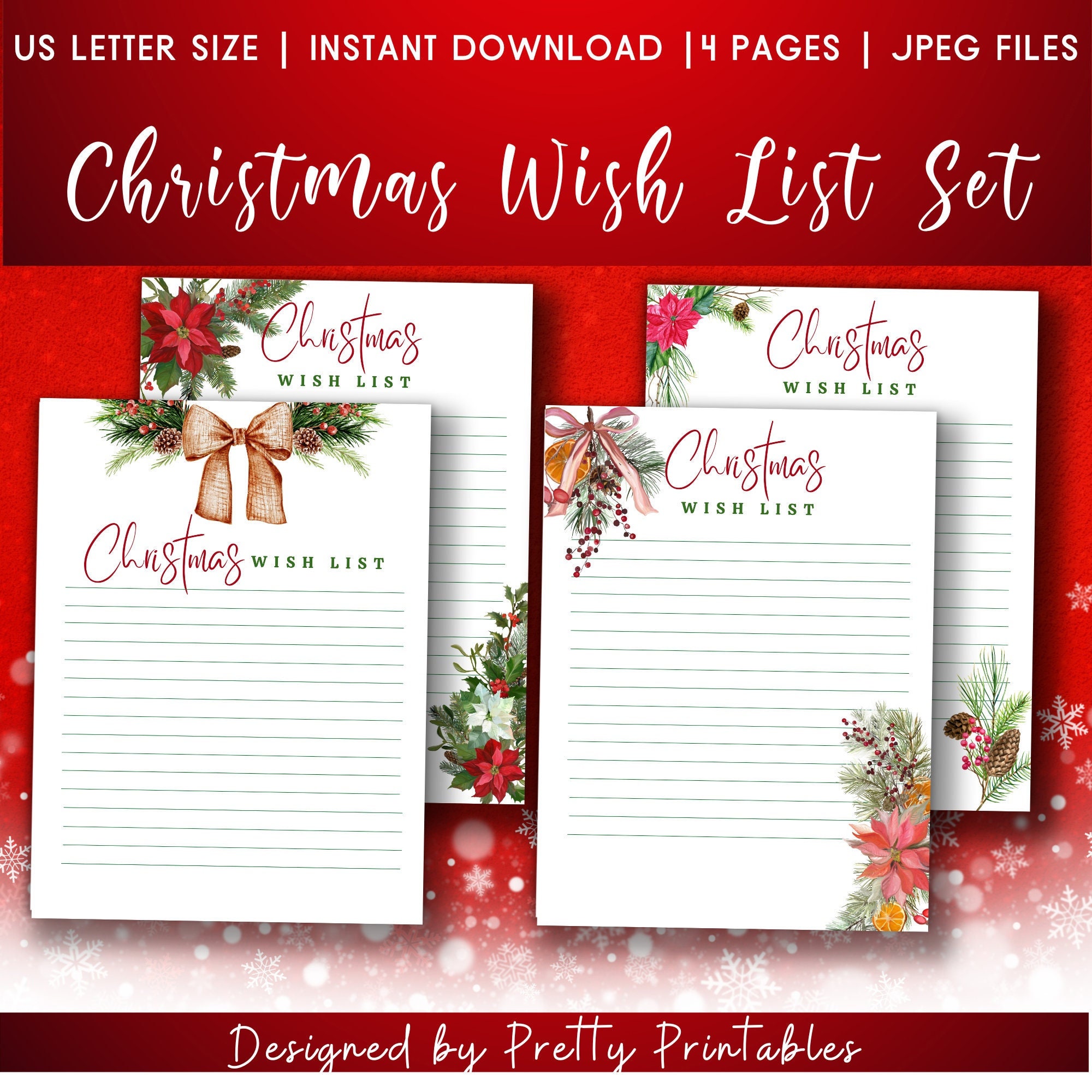 Christmas Wish List Printable, Santa Christmas List, Wish List Notepad ...