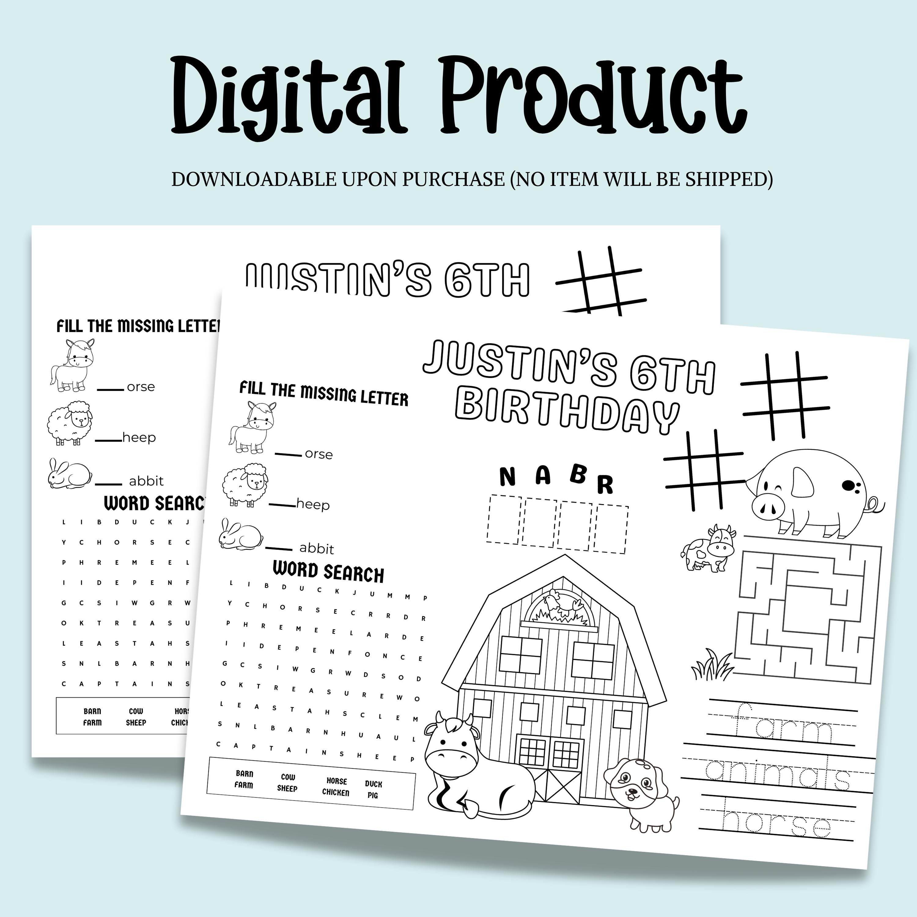 Editable Farm Birthday Coloring Farm Coloring Page Farm Personalized ...