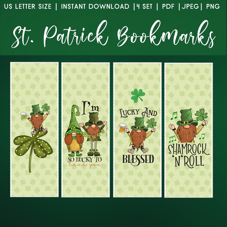 Leprechaun Bookmarks Saint Patrick's Day Lucky Gnome Irish Holiday ...