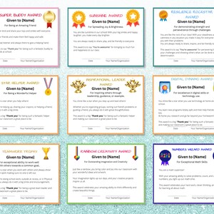 Class Certificate Awards Personalize Printable Graduation K-5 ...