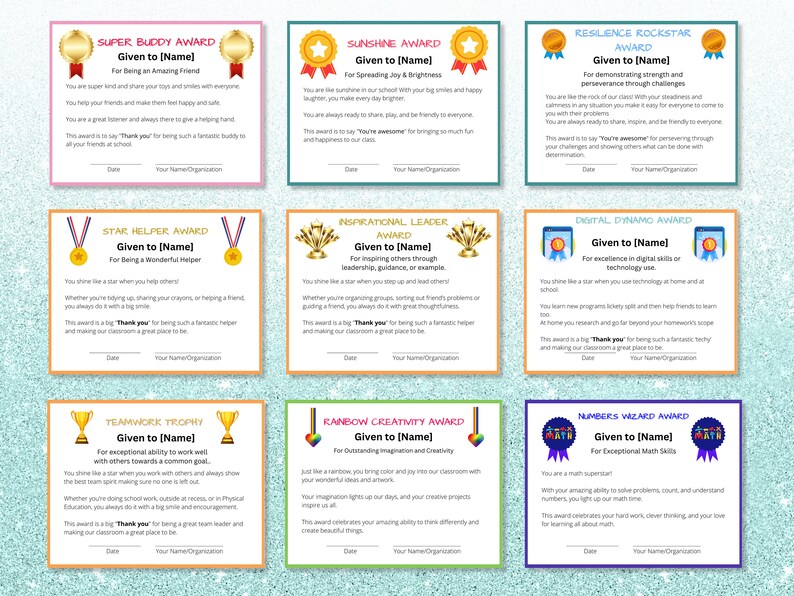 Class Certificate Awards Personalize Printable Graduation Kindergarten ...