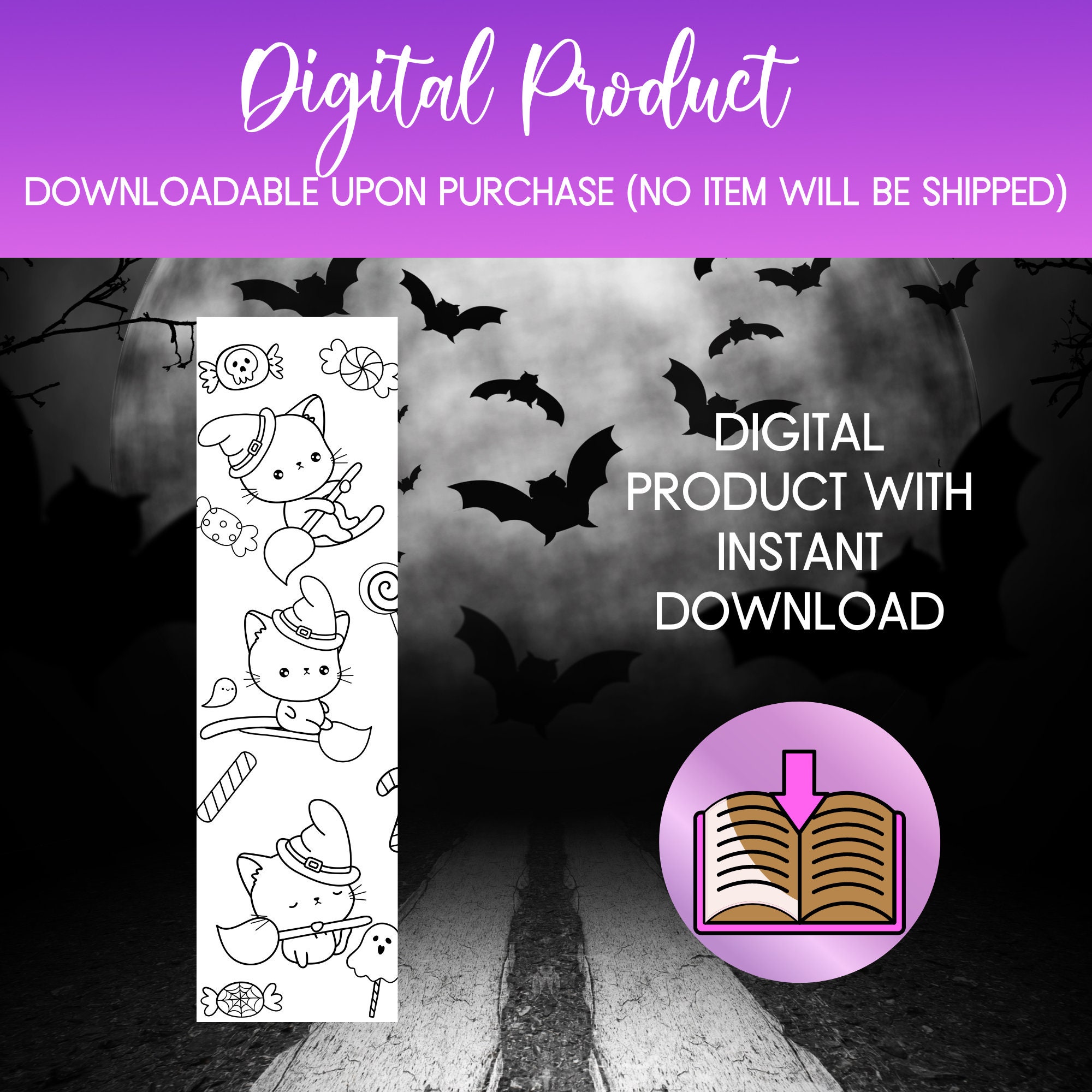 Halloween Coloring Bookmarks for Kids Set of 4 Halloween Bookmarks ...