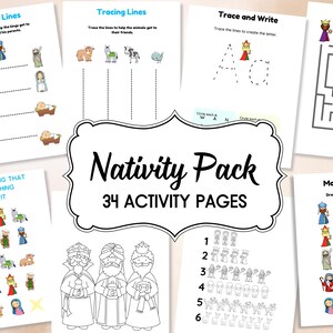 Nativity Pack Activity for Kids Printable Workbook Nativity Theme Jesus ...