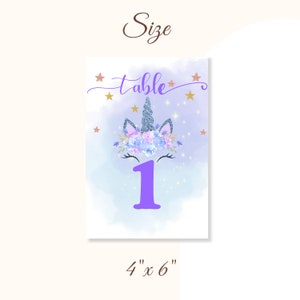 Customizable Unicorn Party Table Number Magical Fantasy Theme Cute ...