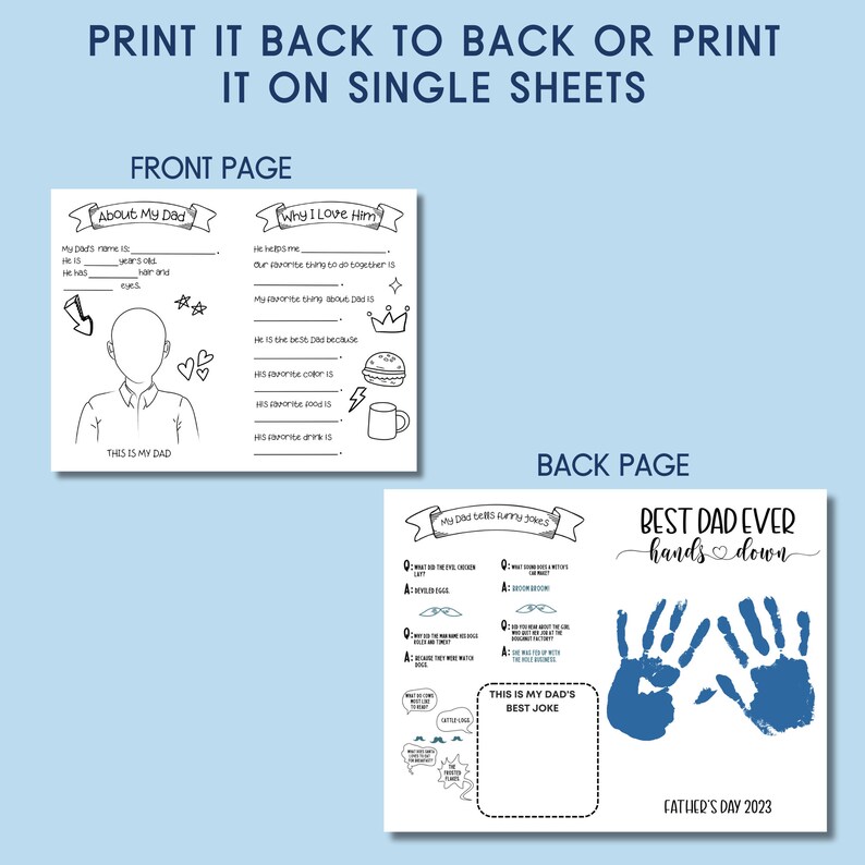 Father's Day Printable All About My Dad Father's Day Gift Daddy ...