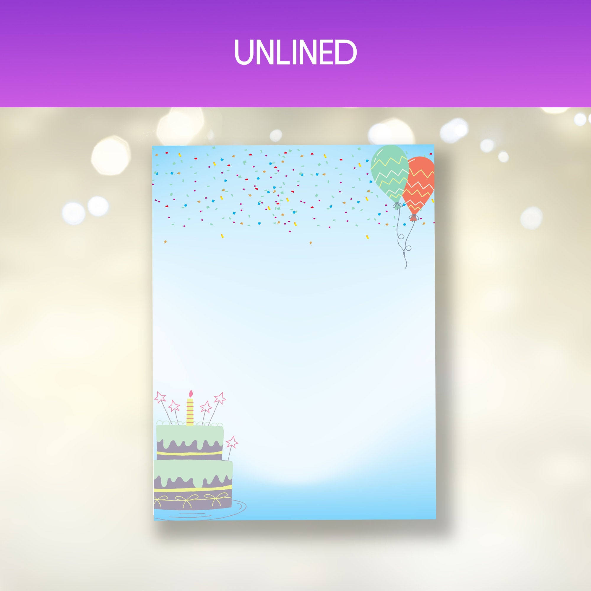 Birthday Stationery, Printable Stationery, Birthday Gifts, Birthday ...