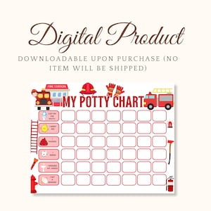 Firetruck Potty Chart for Boys Toilet Training Chart Kids Potty Chart ...