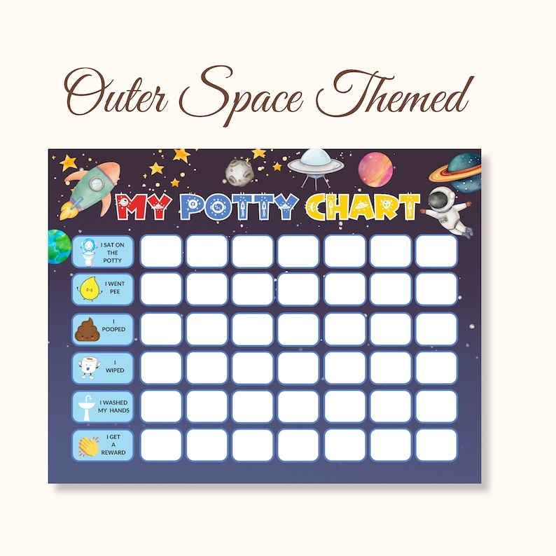 Space Potty Chart for Girls Boys Toilet Training Chart Kids Potty Chart ...