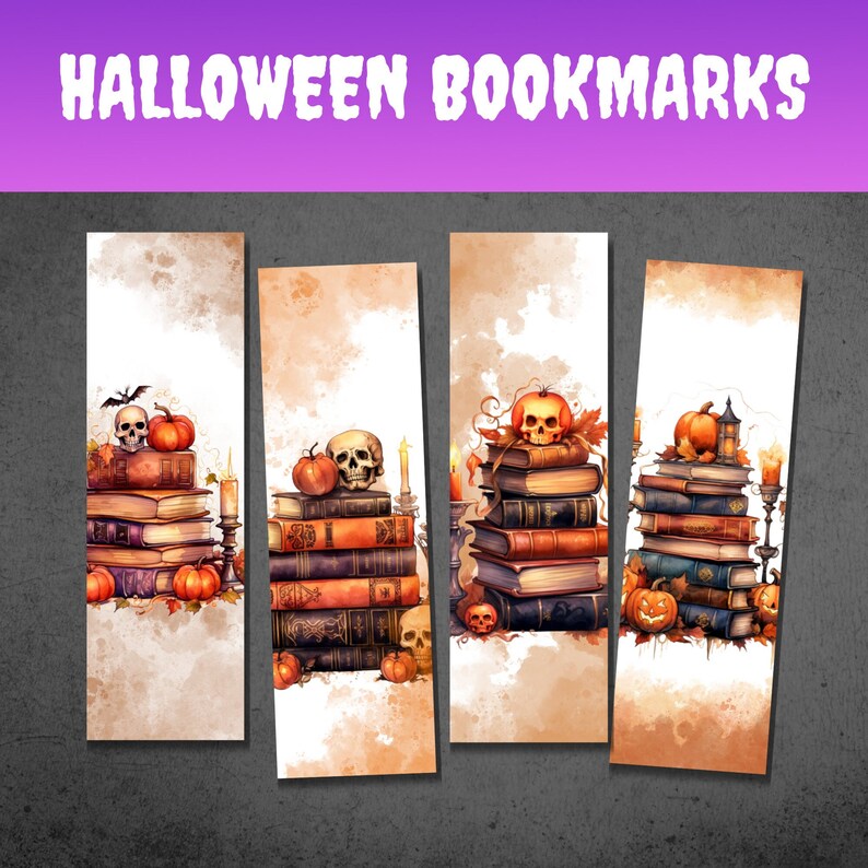 Halloween Watercolor Bookmarks Printable Halloween Creepy Spooky ...
