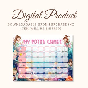 Mermaid Potty Chart for Girls Toilet Training Chart Kids Potty Chart ...