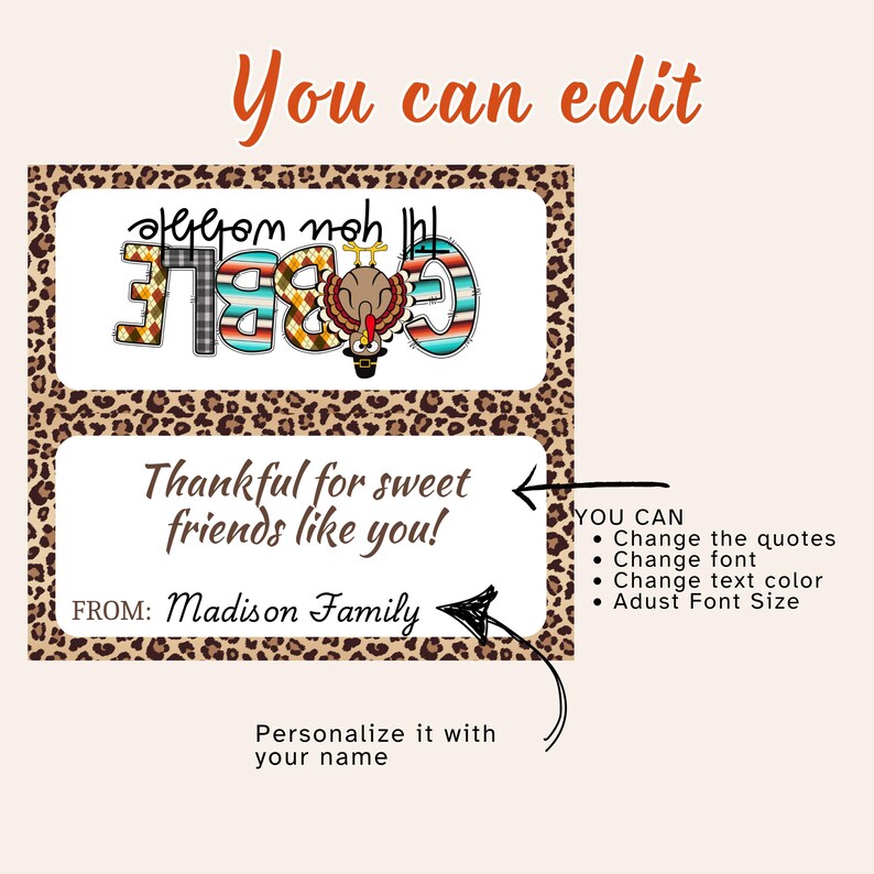 Editable Thanksgiving Treat Bag Topper Funny Gobble Till You Wobble ...