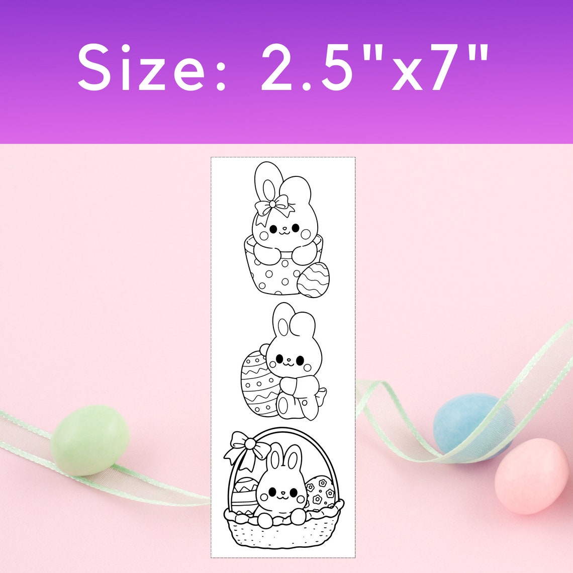 Easter Coloring Bookmark Easter Bunny Egg Coloring Favors Teacher Gift ...