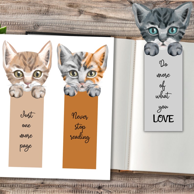 Cat Bookmark Printable Cats Lovers Bookmarks Cat Lover Gift Cat ...