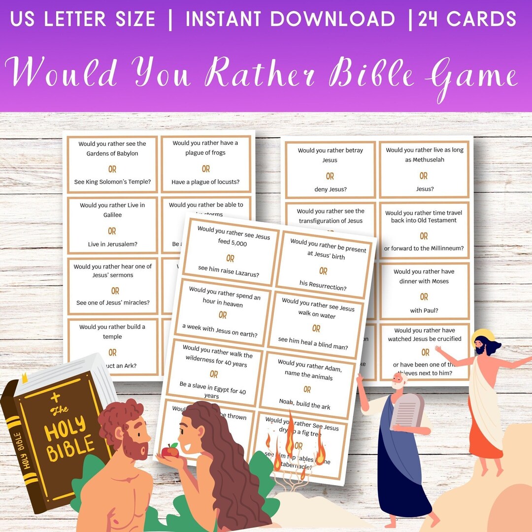 Would You Rather Cards Bible Games Printable Easter Games Christmas ...