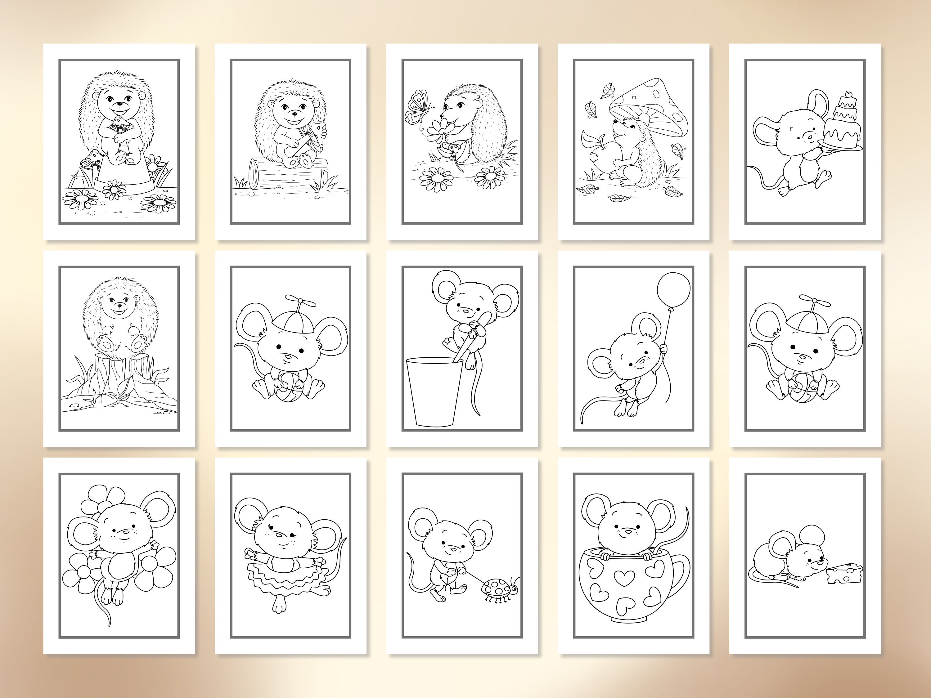 Coloring Pages Kids Woodland Creatures Hedgehog Squirrels Animal ...