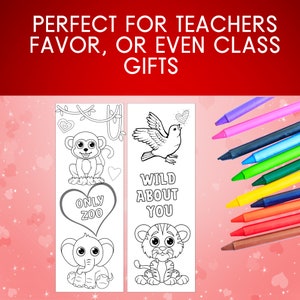 Valentines Coloring Bookmarks Valentines Puns Cards Cute Animal ...