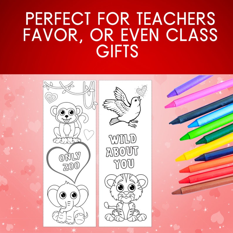 Valentines Coloring Bookmarks Valentines Puns Cards Cute Animal ...
