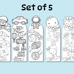 Coloring Bookmarks Set 4 Kids Boys Printable Bookmarks School Classroom ...