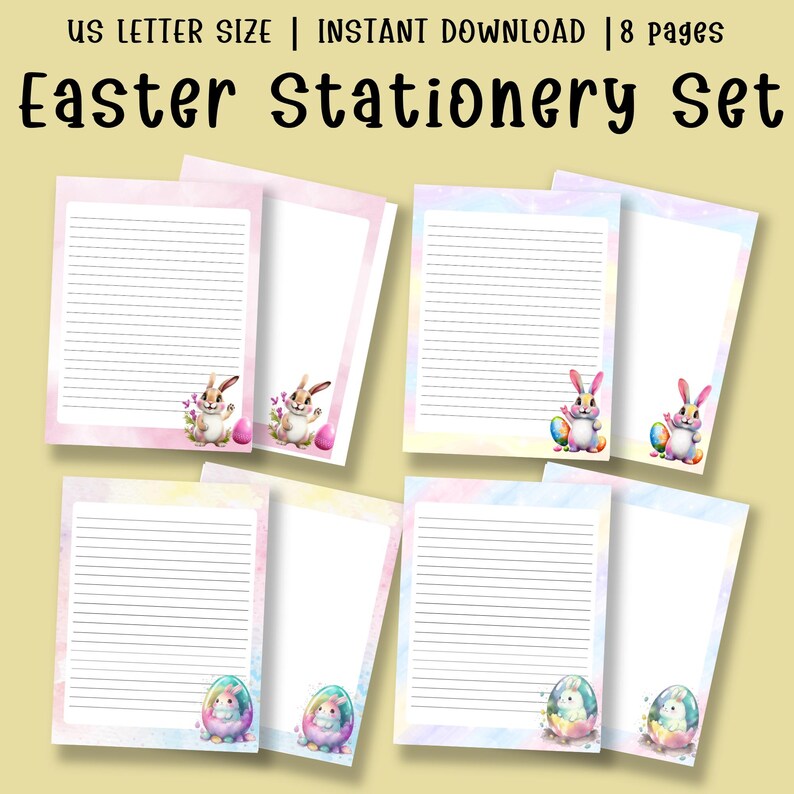 Easter Bunny Stationery Printable Stationery Easter Writing Paper ...