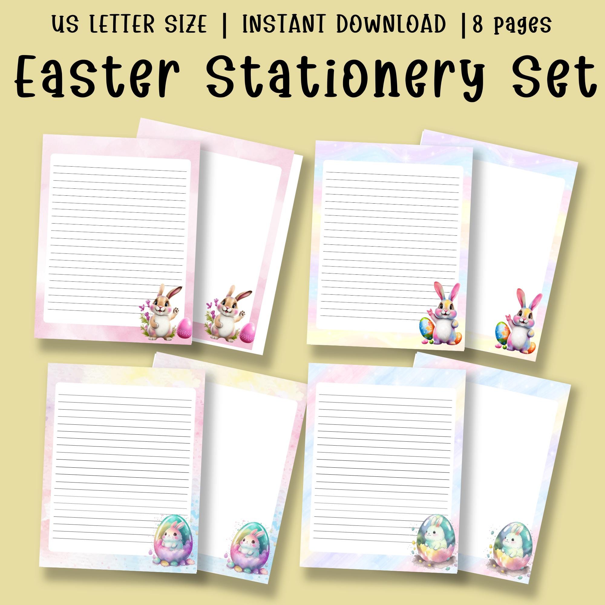 Easter Bunny Stationery Printable Stationery Easter Writing Paper ...
