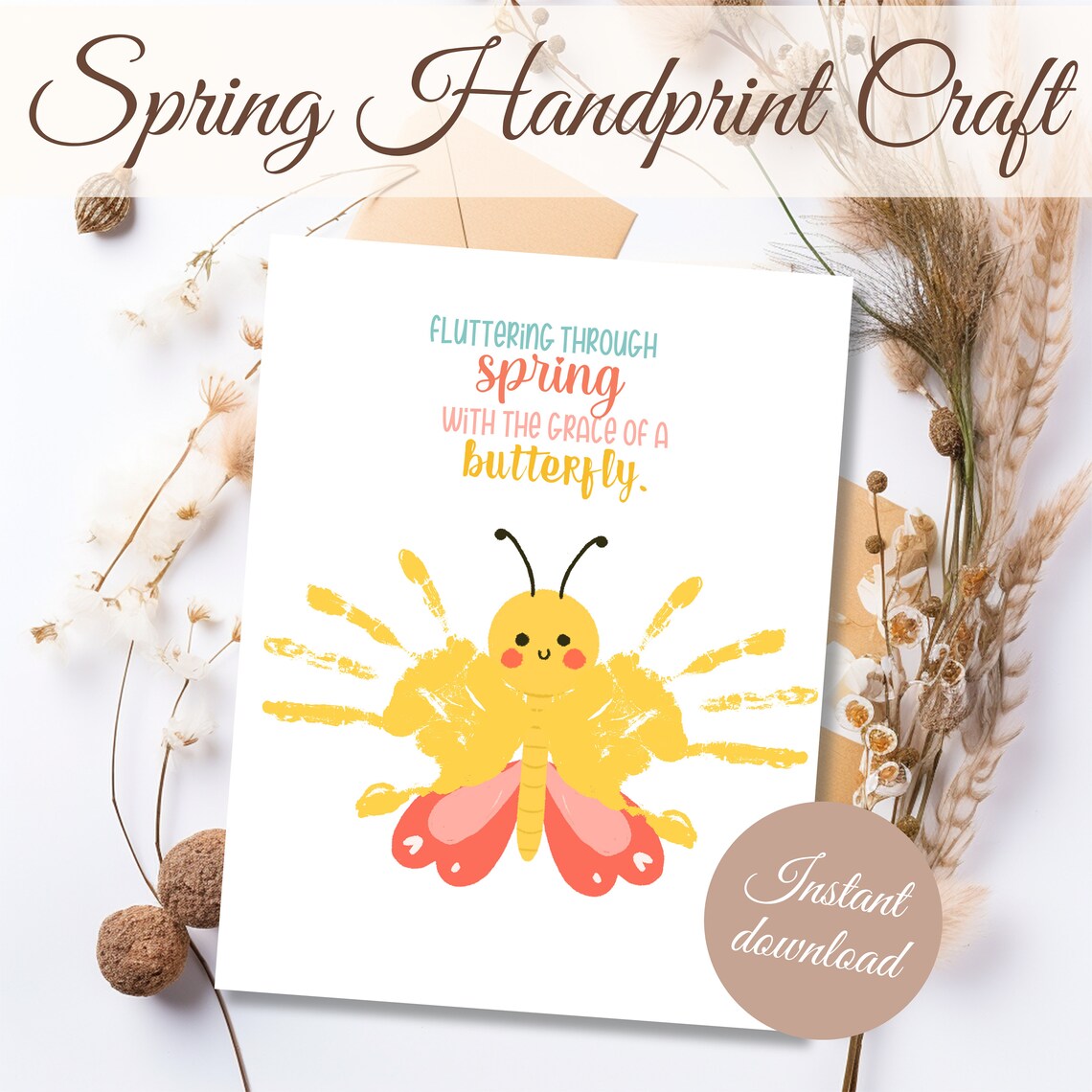 Spring Handprint Craft Art Printable Butterfly With Handprint Wings ...