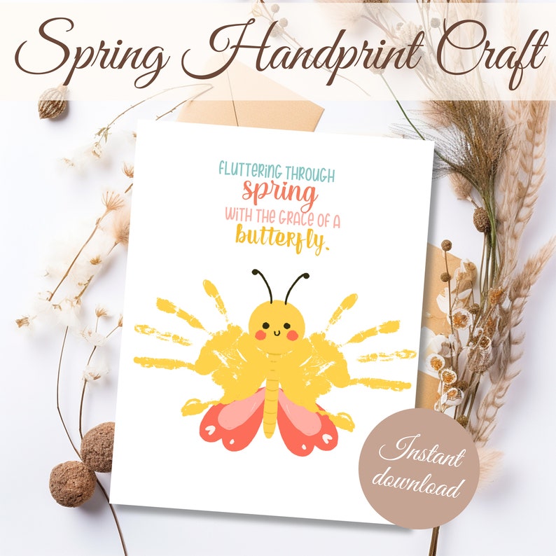 Spring Handprint Craft Art Printable Butterfly With Handprint Wings ...