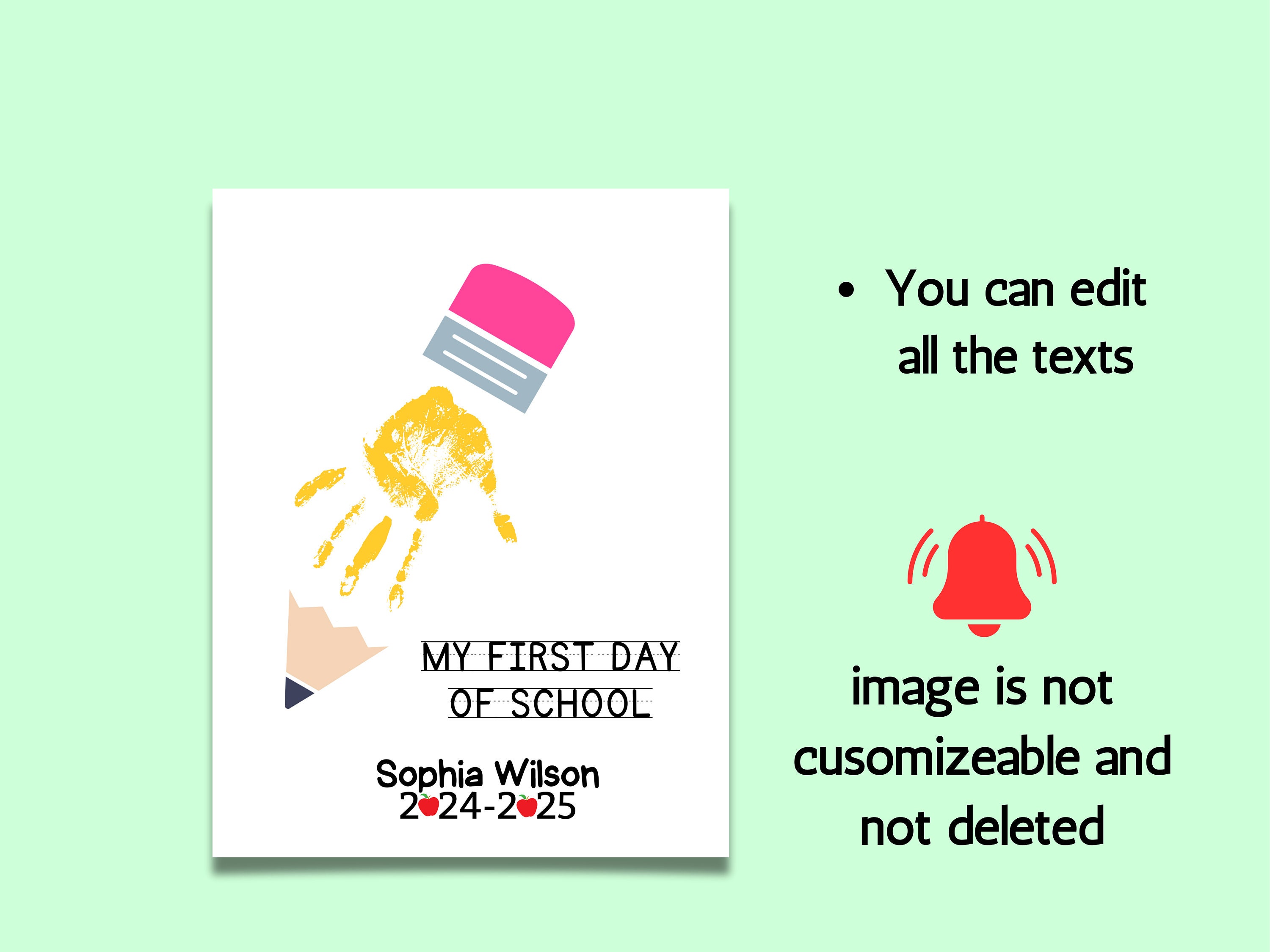 Editable First Day of School Handprint Craft Back to School Printable ...