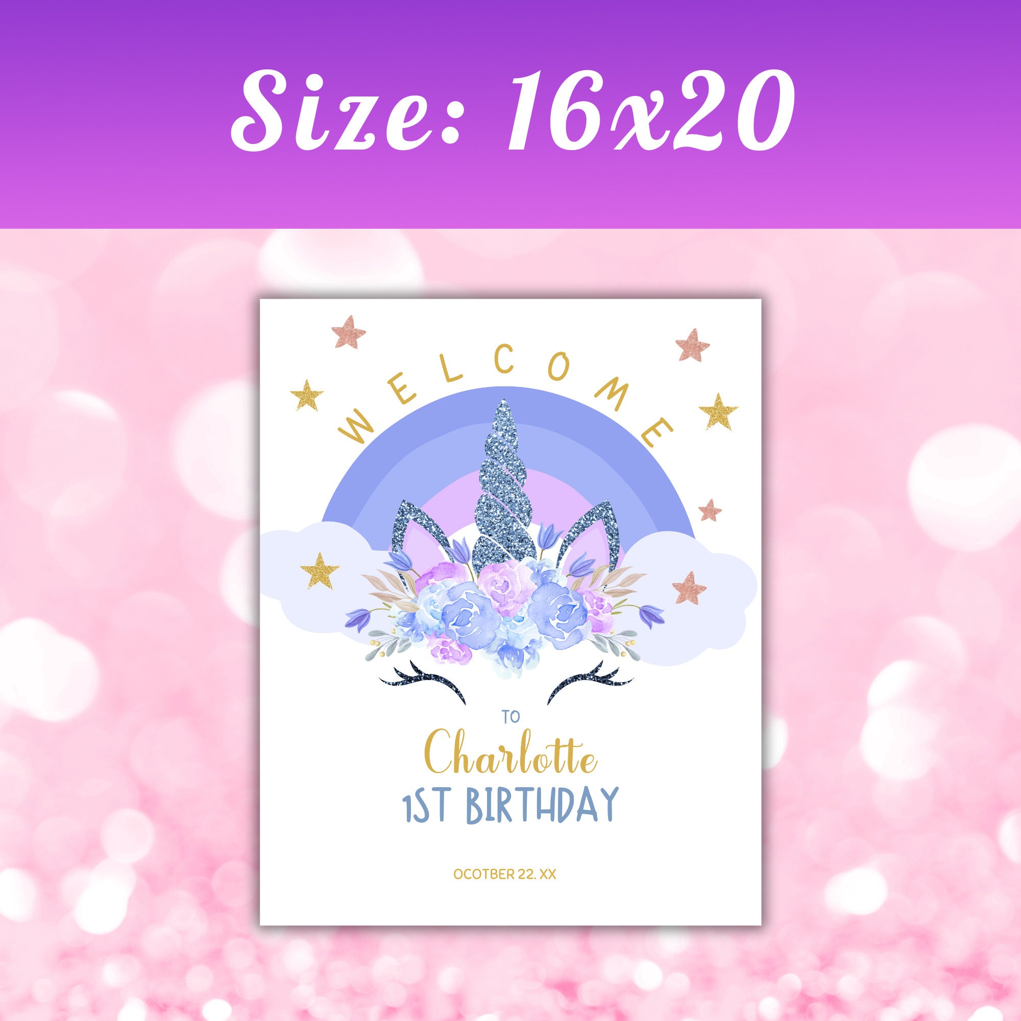 Editable Unicorn Welcome Sign Poster Template Pastel Unicorn - Etsy