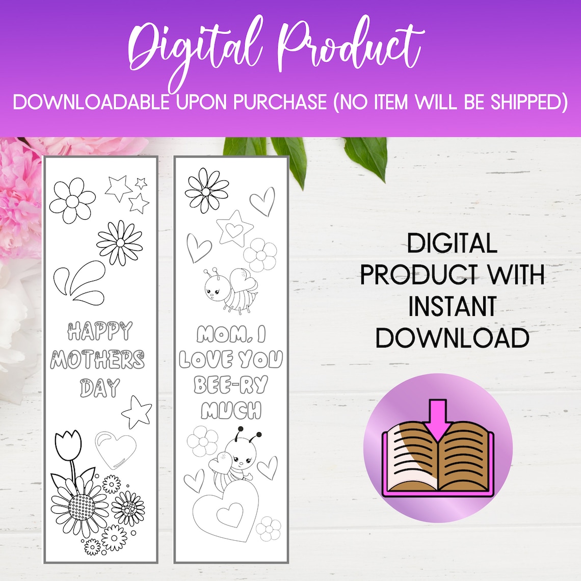 Printable Mothers Day Coloring Bookmarks Present From Kids Mothers Day ...