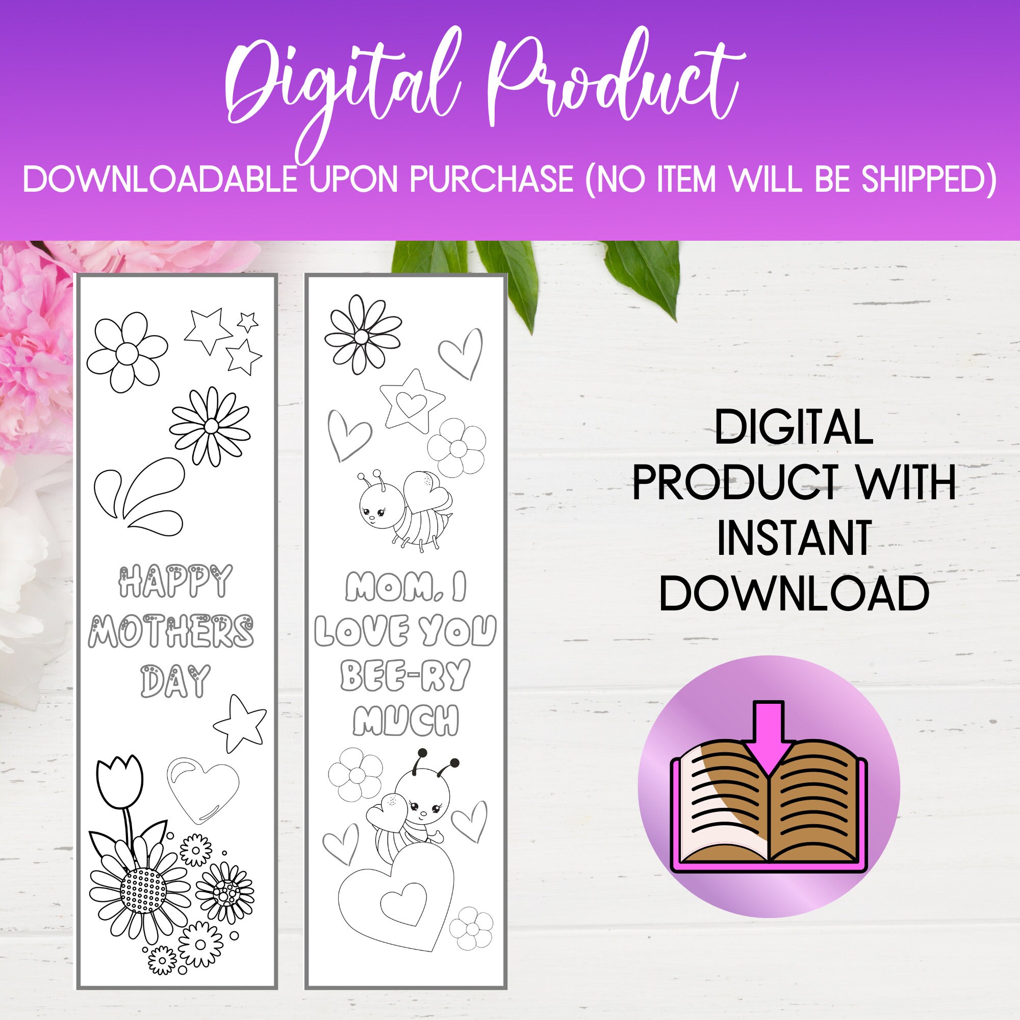 Printable Mothers Day Coloring Bookmarks Present From Kids Mothers Day ...