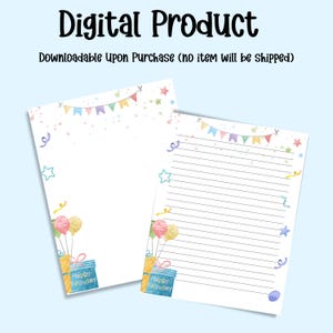 Happy Birthday Stationary Printable Stationery Birthday Paper for Him ...