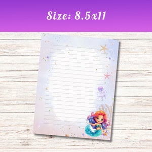 Mermaid Stationery Printable Birthday Stationary Mermaid Stationary ...