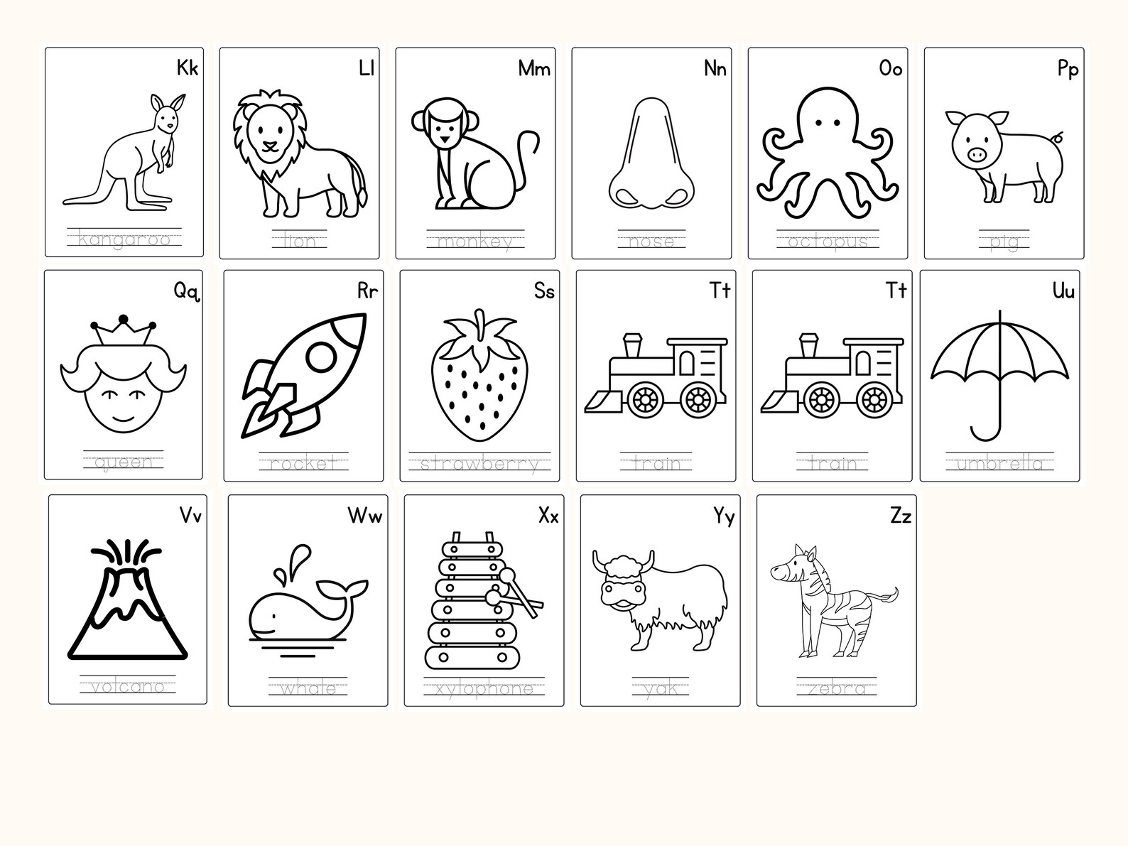 Alphabet Letter Craft 26 Letters Set Tracing Coloring Letters Beginning ...