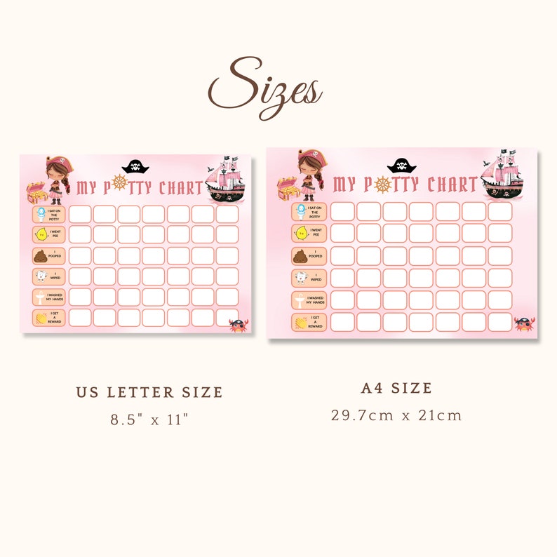 Pirate Potty Chart for Girls Pink Toilet Training Chart Kids Potty ...