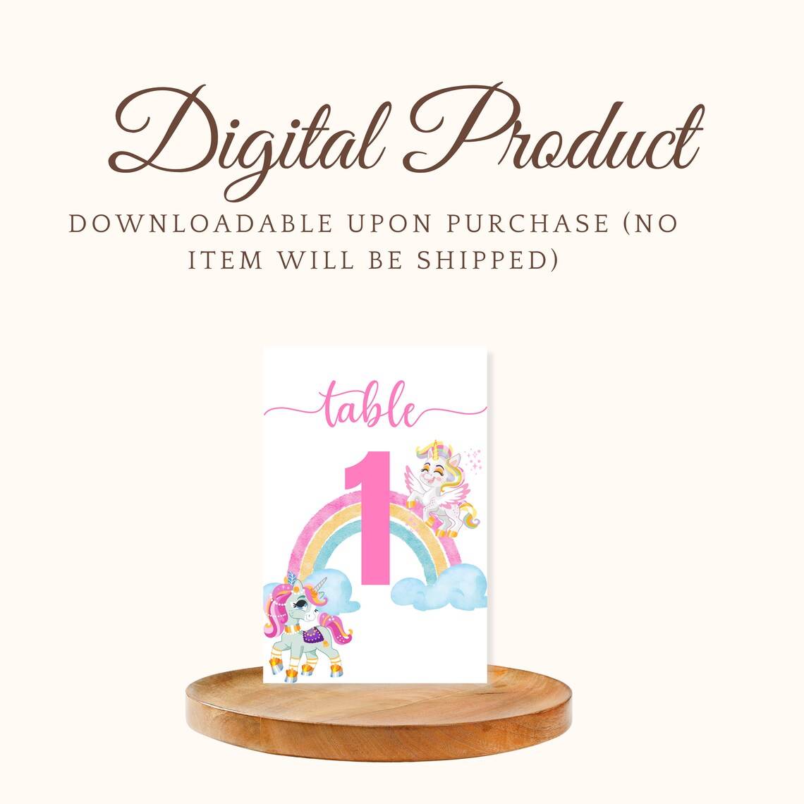 Editable Unicorn Party Table Number Card Table Decor Rainbow Colors ...
