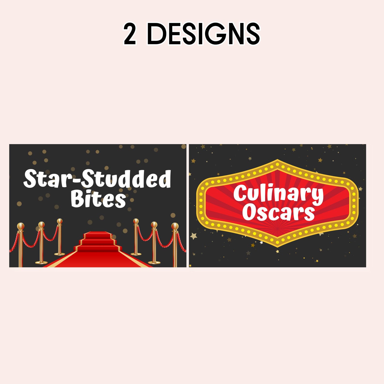 Editable Hollywood Party Food Label Red Carpet Blank Food Tent Card ...