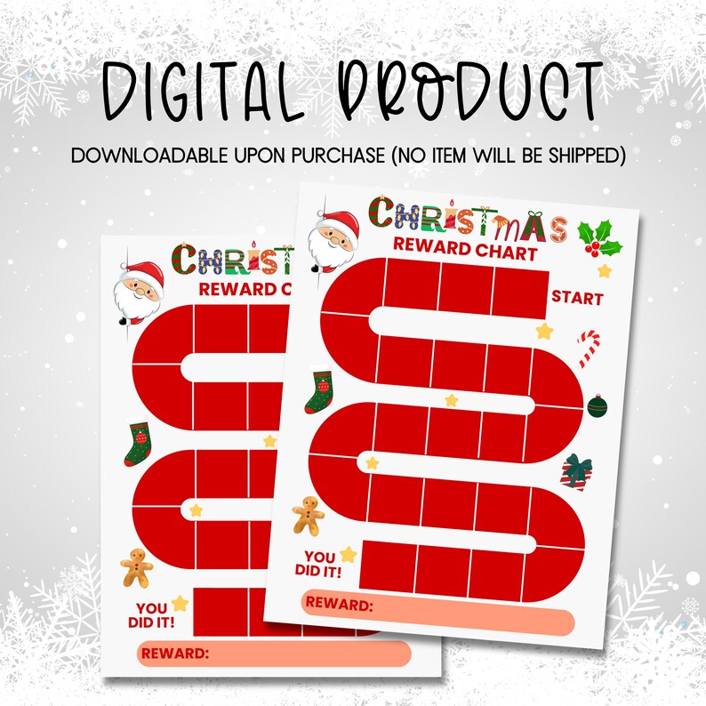 Christmas Reward Chart for Kids Christmas Routine Chart Santa Printable ...