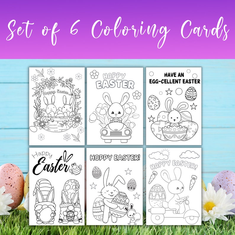 Teachers Printable Easter Coloring Cards Easter Coloring Pages for Kids ...