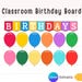 Birthday Bulletin Board Printable Rainbow Balloons Color Class Birthday ...