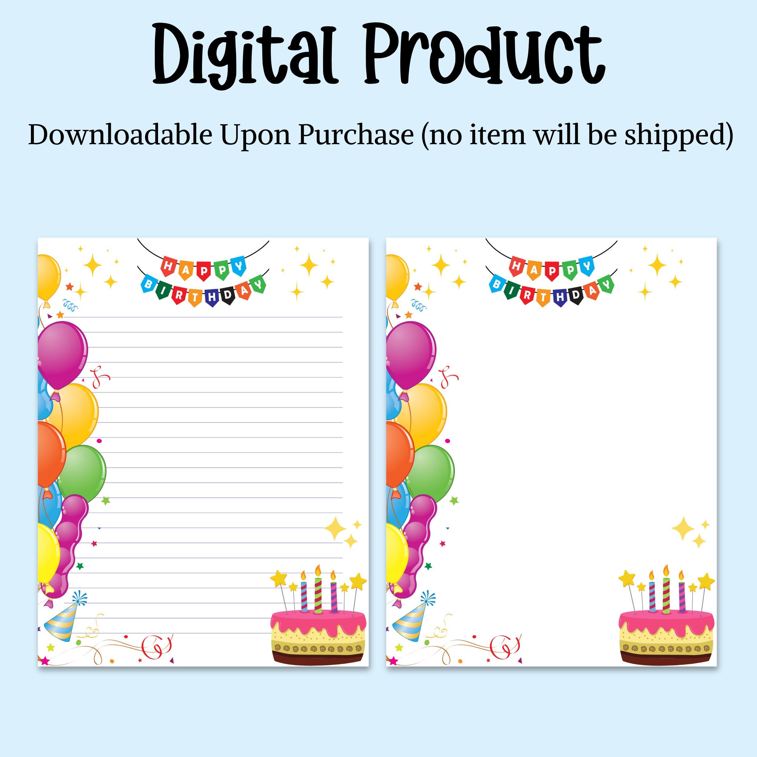 Printable Happy Birthday Stationary, Birthday Stationery Letter Writing ...