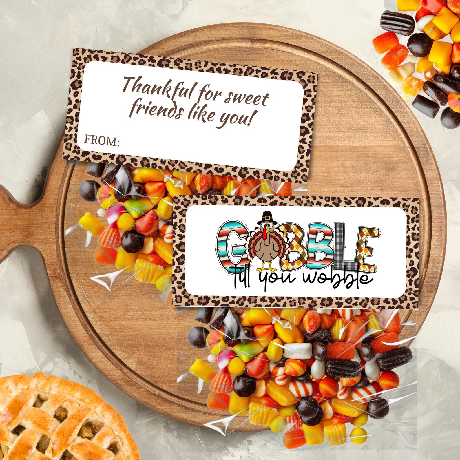 Editable Thanksgiving Treat Bag Topper Funny Gobble Till You Wobble ...