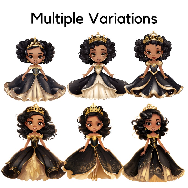 Black Princess PNG Bundle 35 Princess Birthday Fairytale Princess ...
