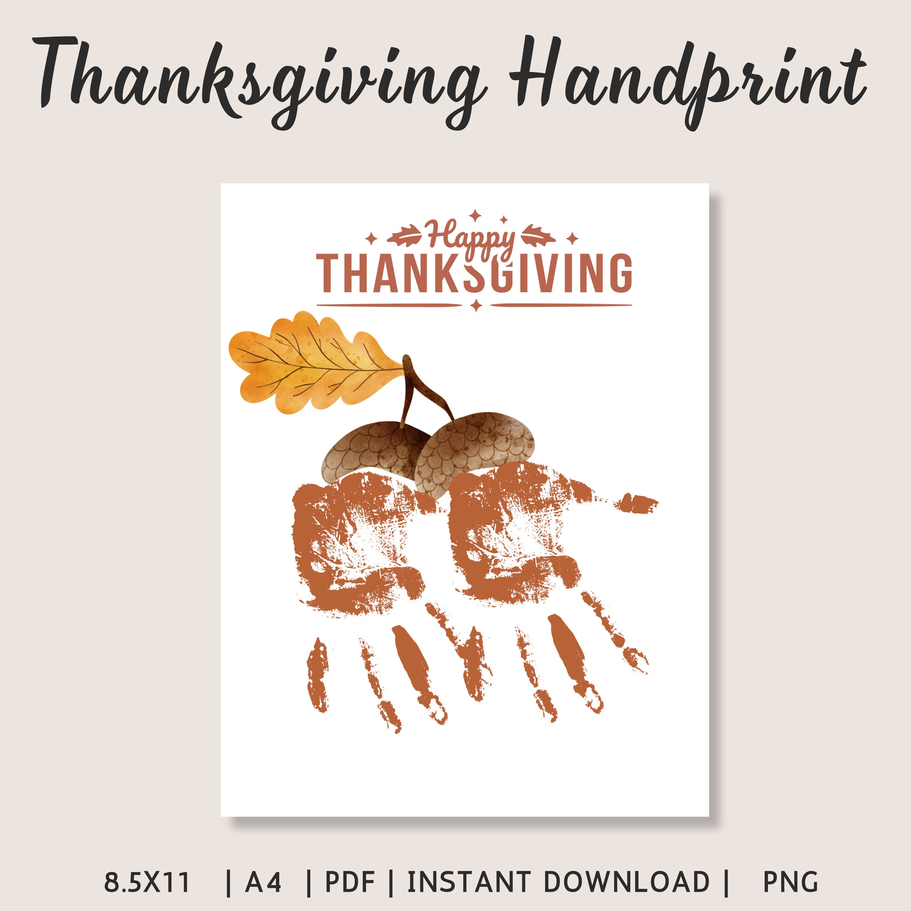 Thanksgiving Handprint Craft Acorn Pair Preschool Toddler Fall ...