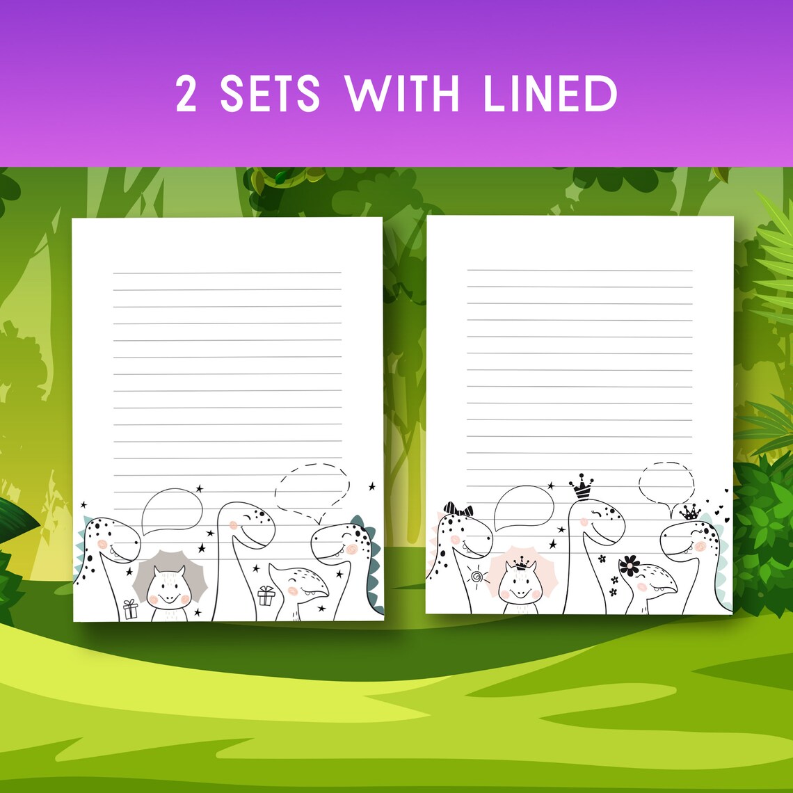 PRINTABLE Dinosaur Stationery Dinosaur Stationary Dinosaur - Etsy