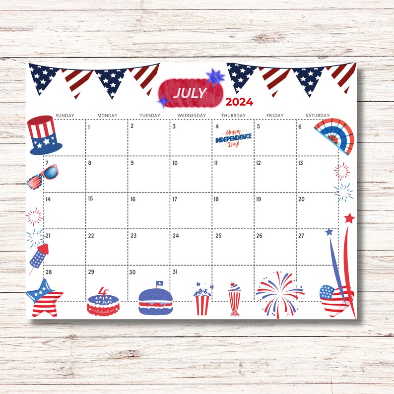 July 2024 Calendar Printable Kids 2024 Calendar Classroom School July ...