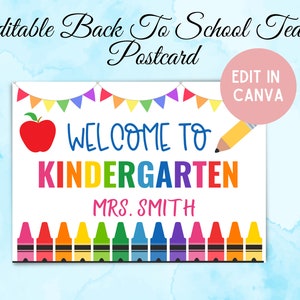 Editable Teacher Welcome Back to School Postcard for Students Cute ...