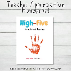Handprint Craft Thank You Appreciation Gift High Five Easy Personal ...