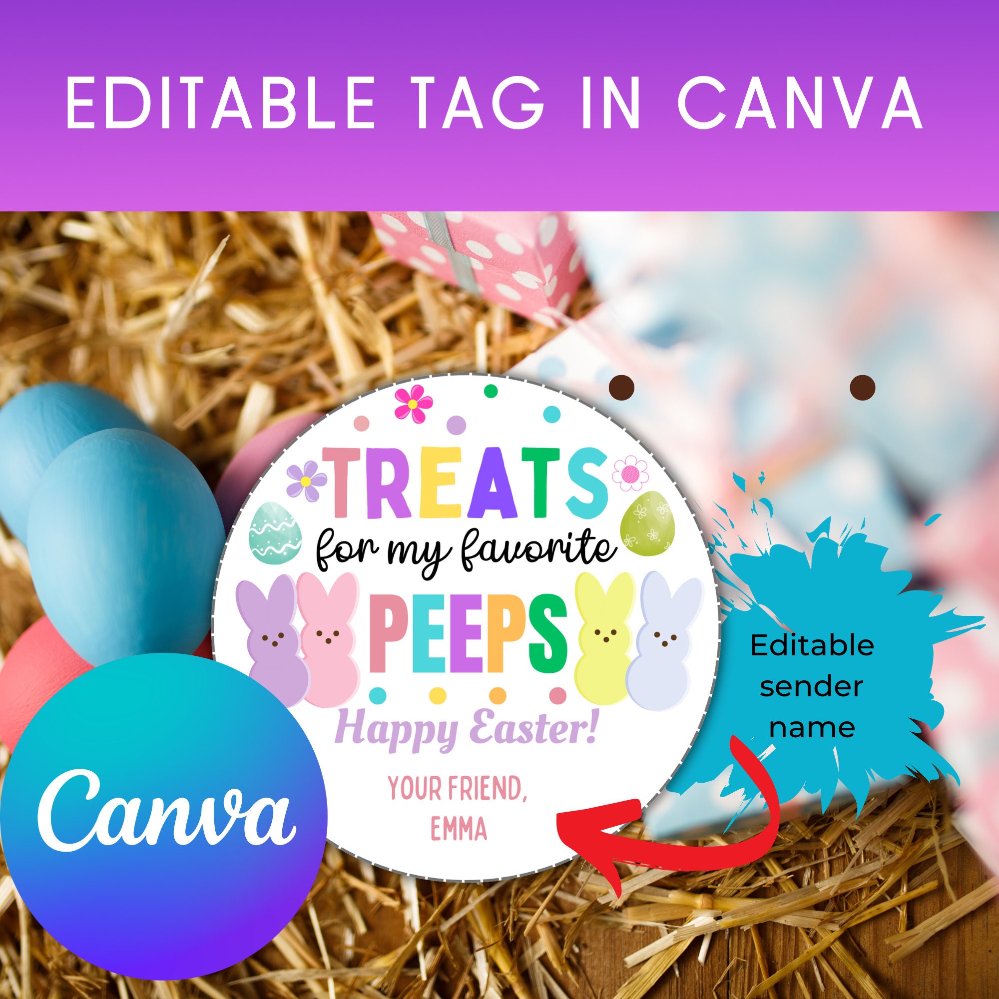 Editable Easter Stickers Kids Easter Tags Gift Sticker Easter Gift Tags ...